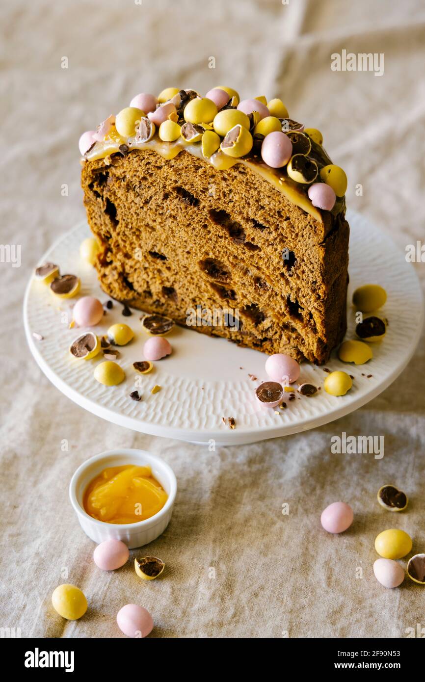Easter chocolate Panettone cake Stock Photo - Alamy