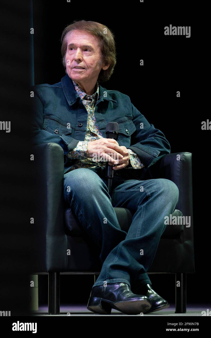 Miguel Rafael Martos aka Raphael speaks during a meeting with his fans ...