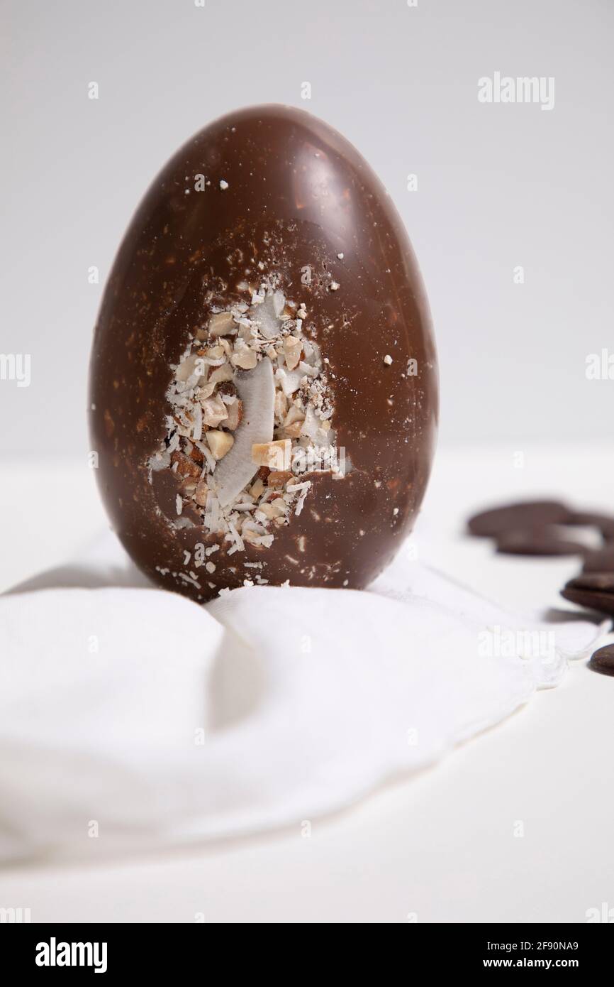 Chocolate almond Easter egg Stock Photo - Alamy