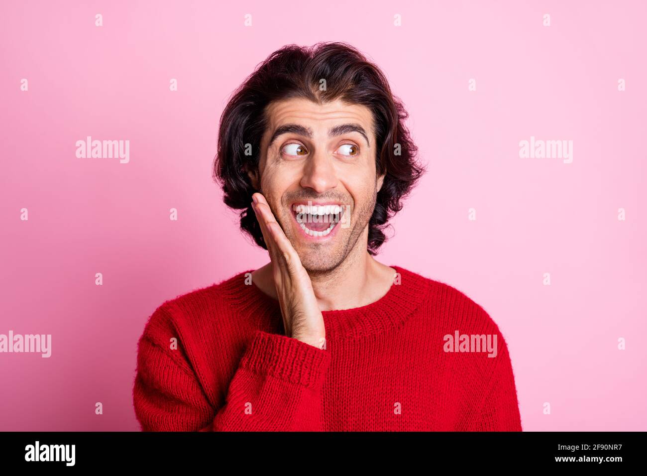 Portrait Of Young Handsome Shocked Happy Amazed Surprised Man Look