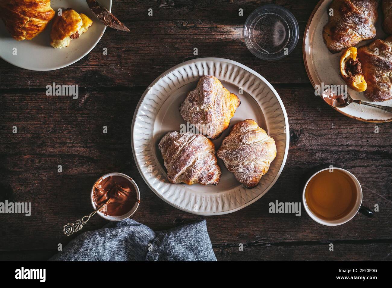 Croissants breakfast scene 7 Stock Photo - Alamy