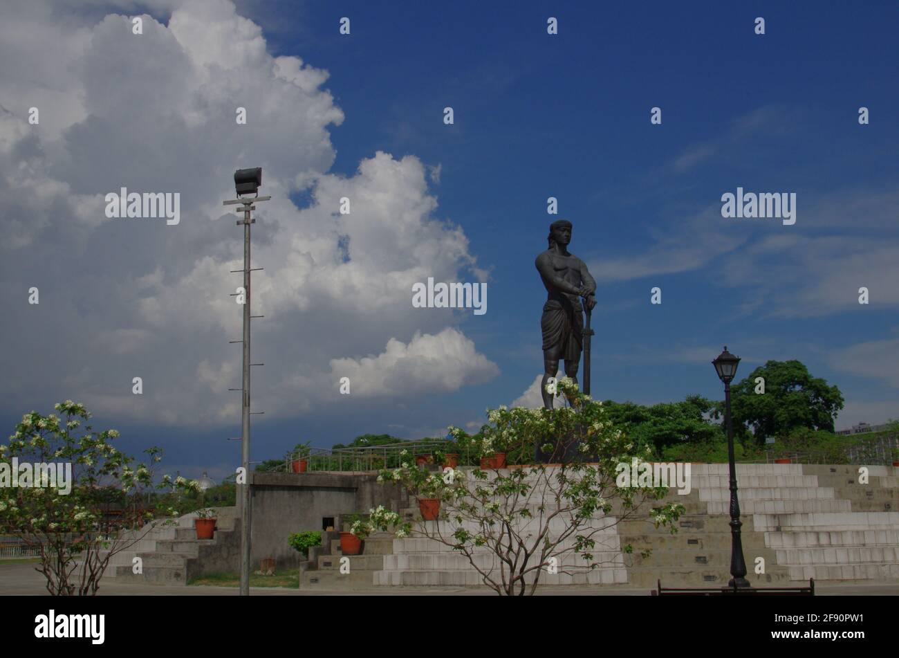 Ancient Lapu-Lapu Monument in Rizal Park at the center of the Agrifina ...