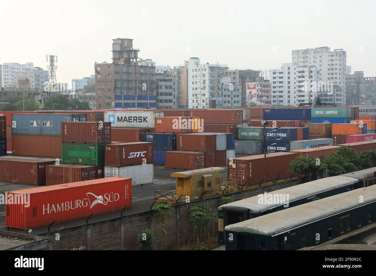 Containers seen at the Inland Container Depot (ICD) in Kamalapur, Dhaka ...