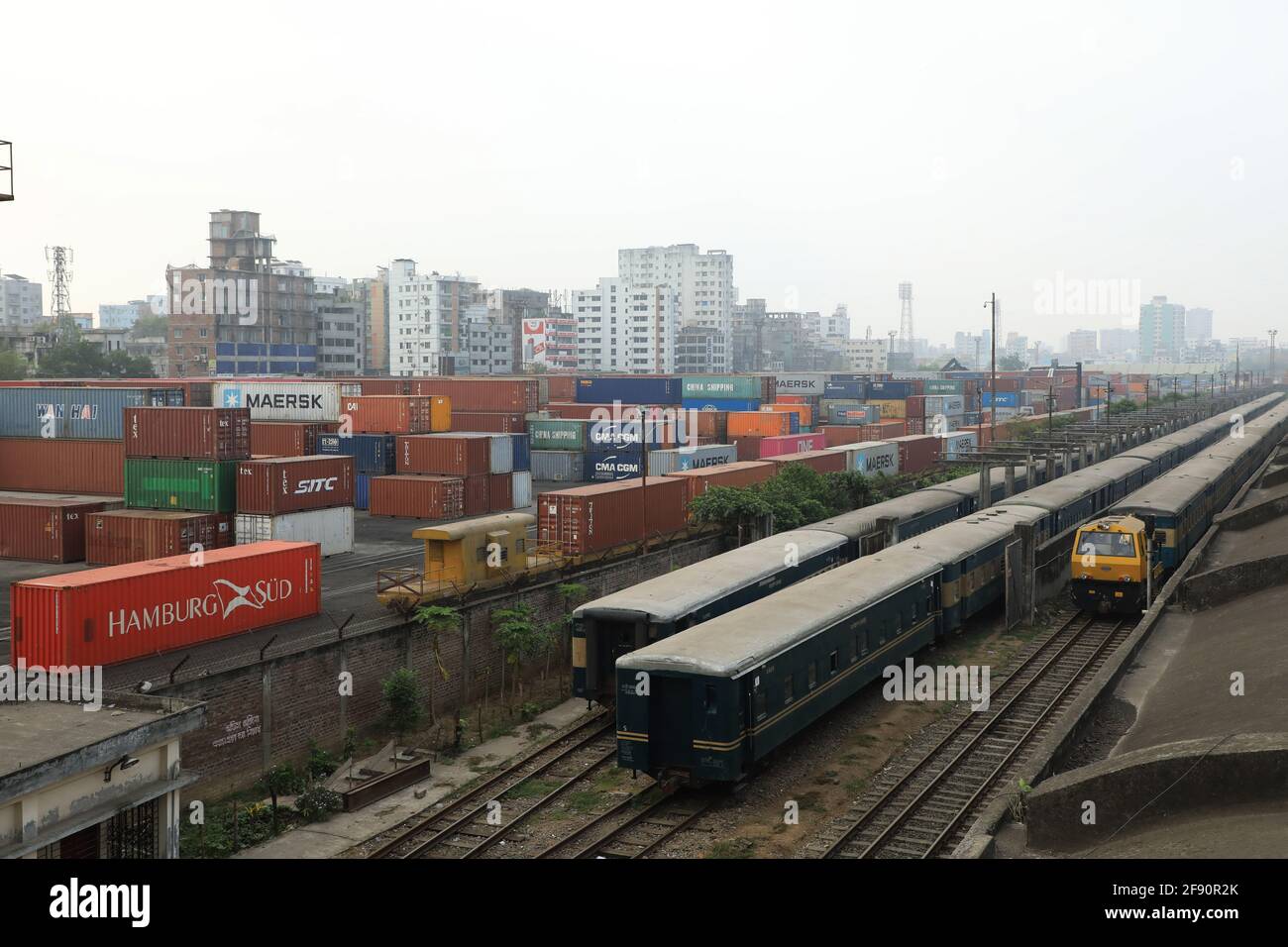 Containers seen at the Inland Container Depot (ICD) in Kamalapur, Dhaka ...