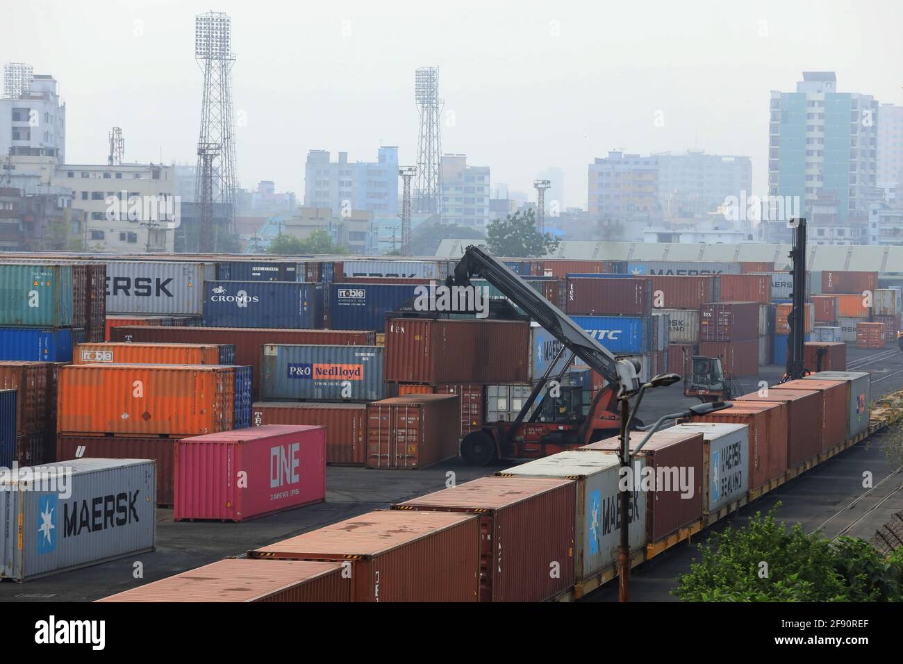 Dhaka, Bangladesh. 15th Apr, 2021. Containers seen at the Inland ...