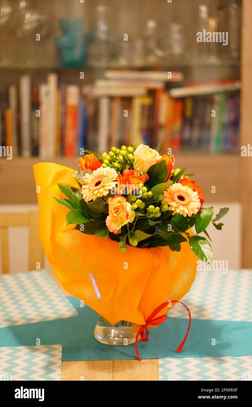 Flower bouquet on a table Stock Photo - Alamy