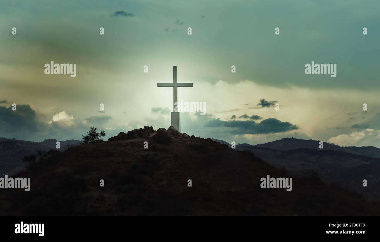 Cross on the Mountain Stock Photo - Alamy