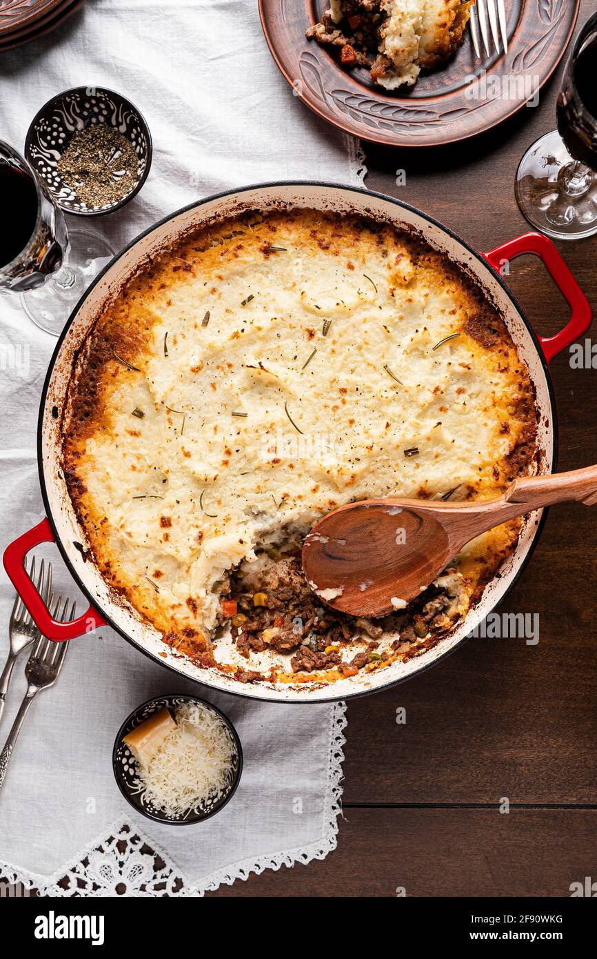 Top view shepherds pie hi-res stock photography and images - Alamy