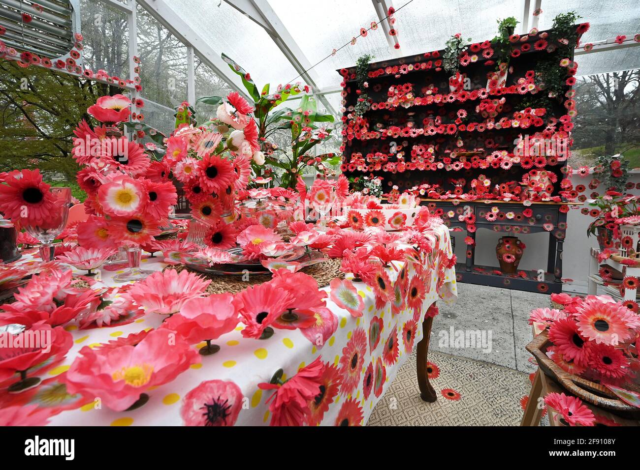 Inside view of “Flower Obsession” an interactive display where visitors ...