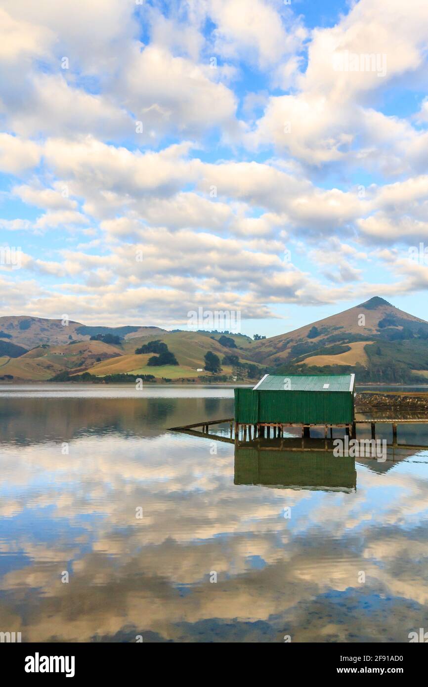 Boatshed at Hooper's Inlet, Otago Peninsular, South Island, New Zealand ...