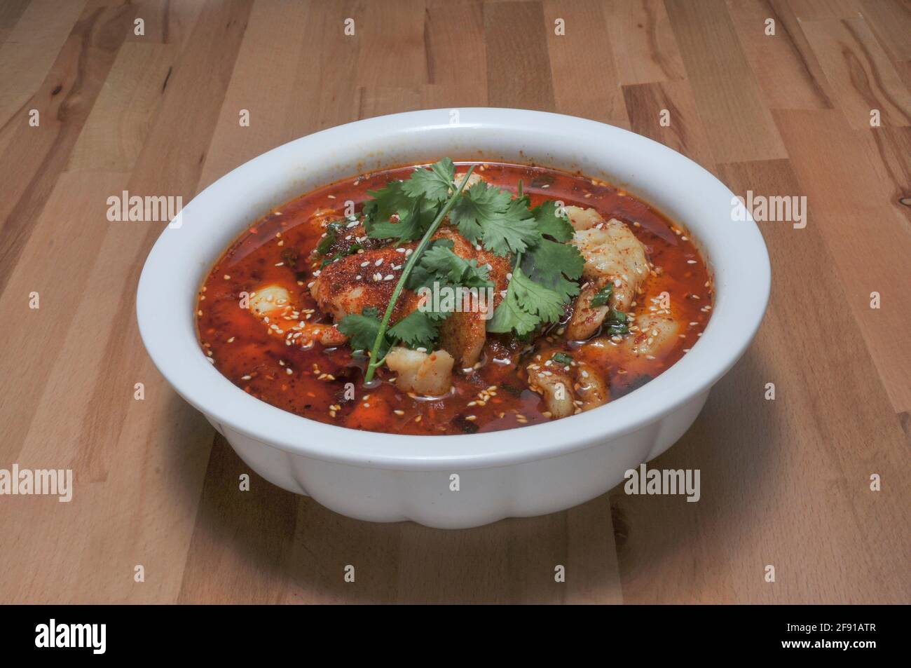 Traditional Chinese dish known as Fish in Red Chili Oil Stock Photo - Alamy