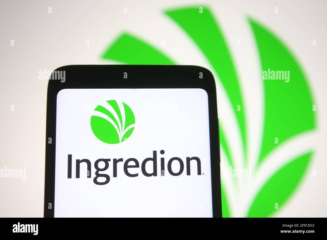 In this photo illustration an Ingredion Incorporated logo is seen on a ...