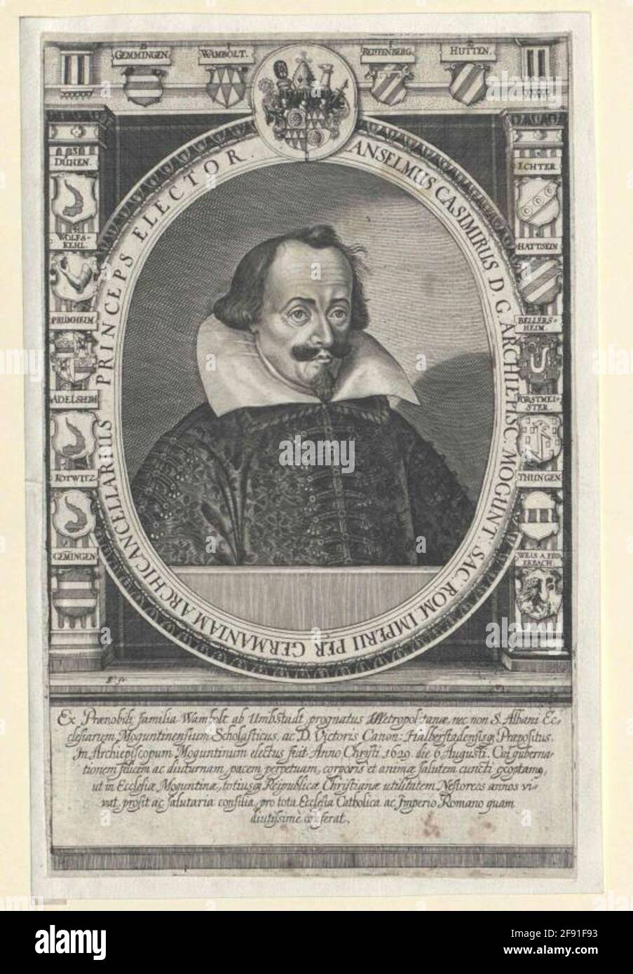 Anselm Kasimir, Elector of Mainz Stecher: Furck, Sebastian Stock Photo ...