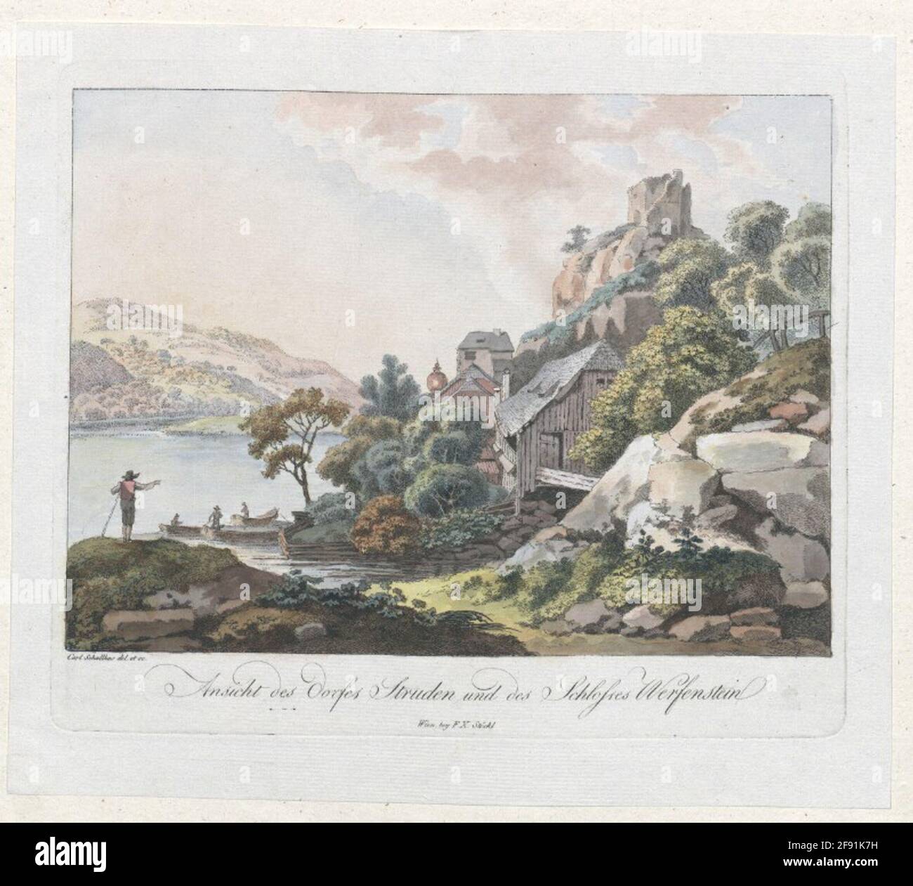 View of the village of Struden and the castle Werfenstein Stock Photo ...