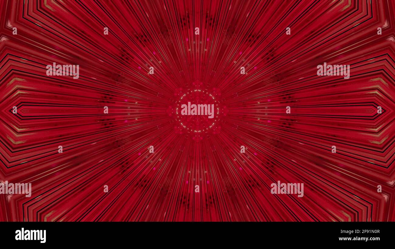 3D rendering of futuristic bright neon red fractal flower shaped ...