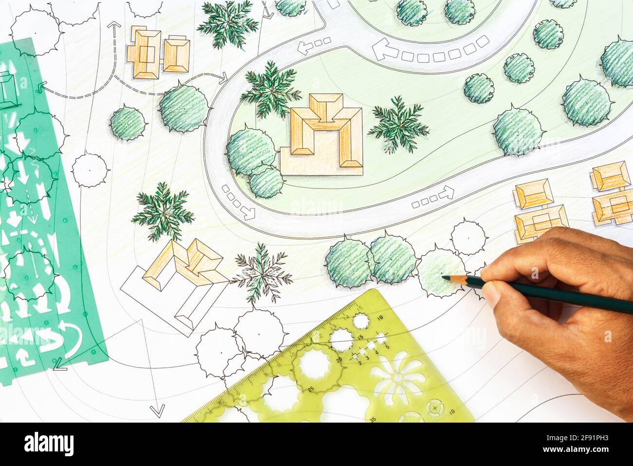 Landscape Architect Designing on site analysis plan Stock Photo - Alamy
