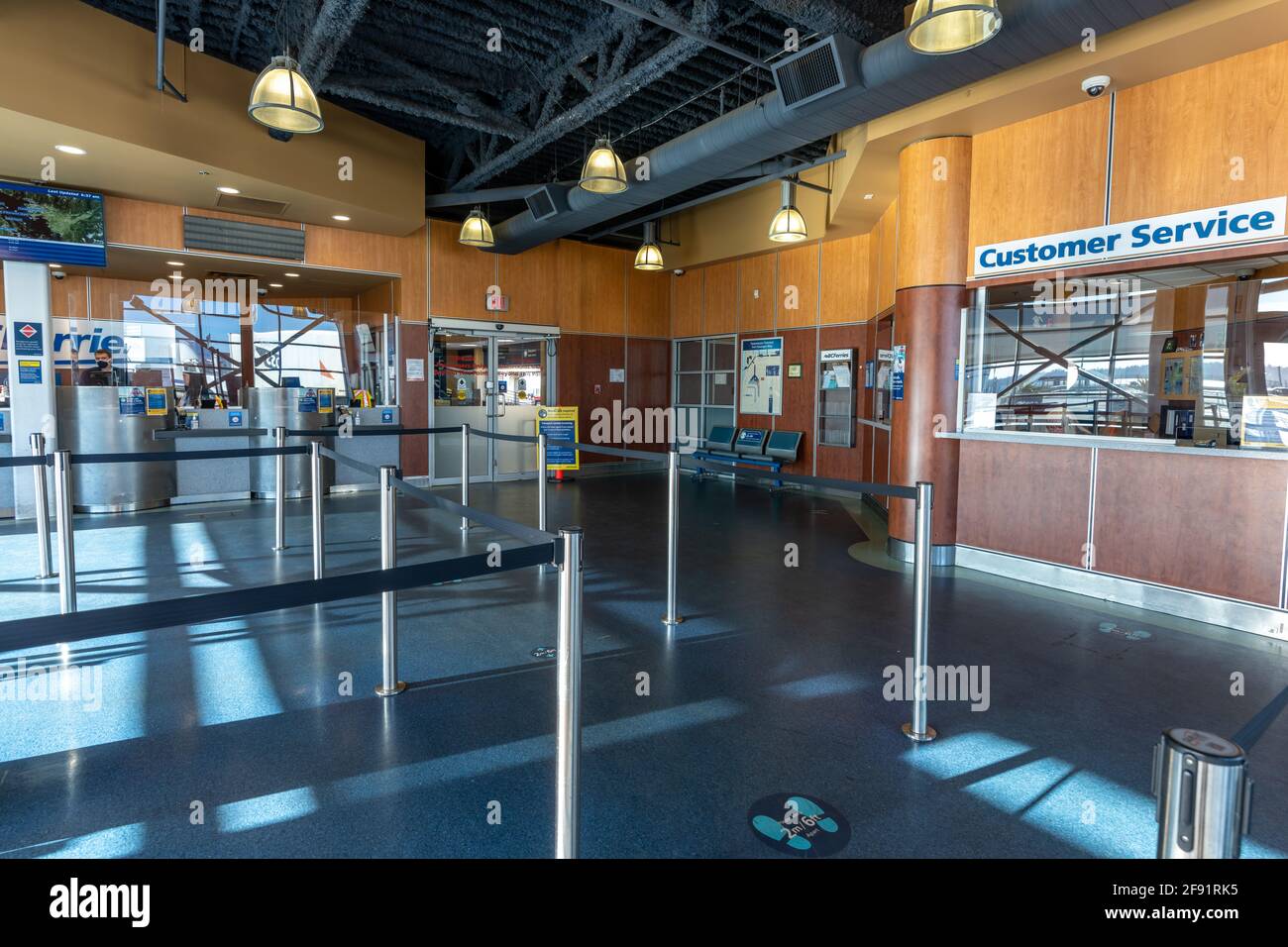 BC Ferries Tsawwassen ferry terminal ticket booth during covid-19 ...