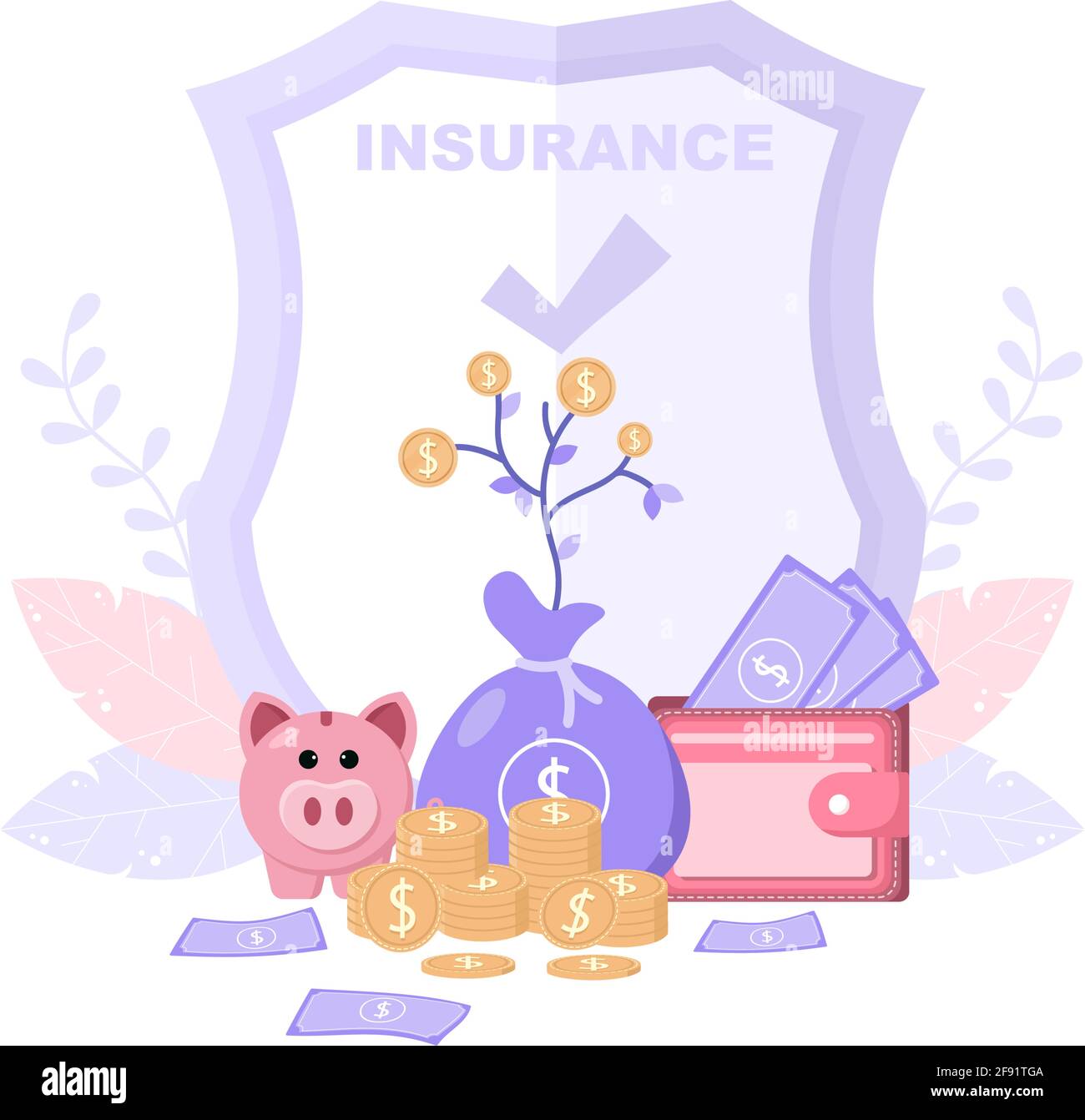 Investment Insurance Illustration for Business with Money Protection ...