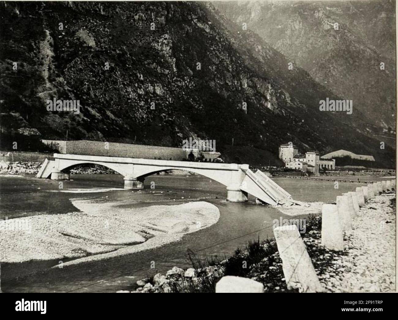 Destroyed bridge Castellnovo Stock Photo - Alamy