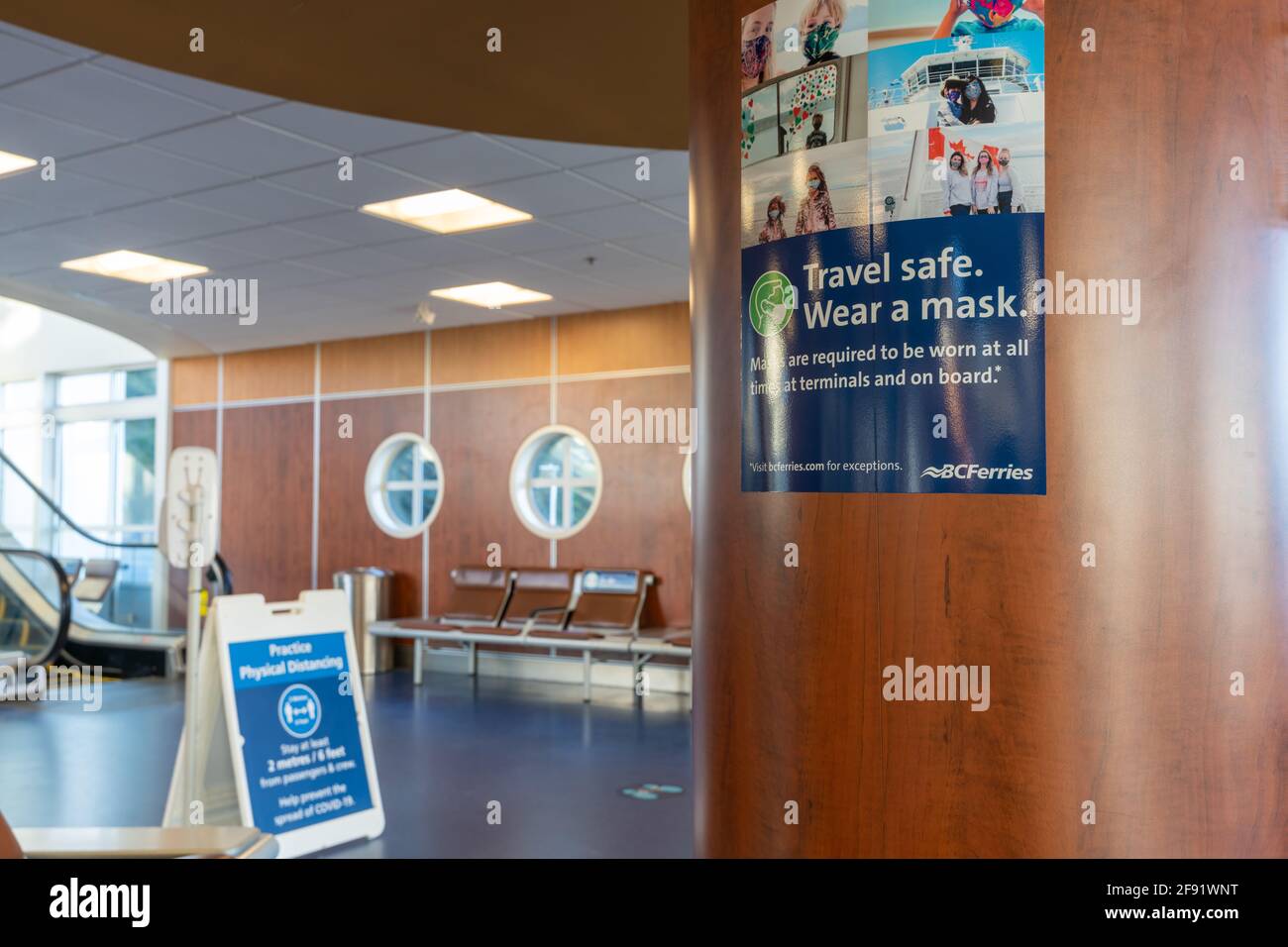Seat of Victoria Swartz Bay Ferry Terminal during covid-19 pandemic ...