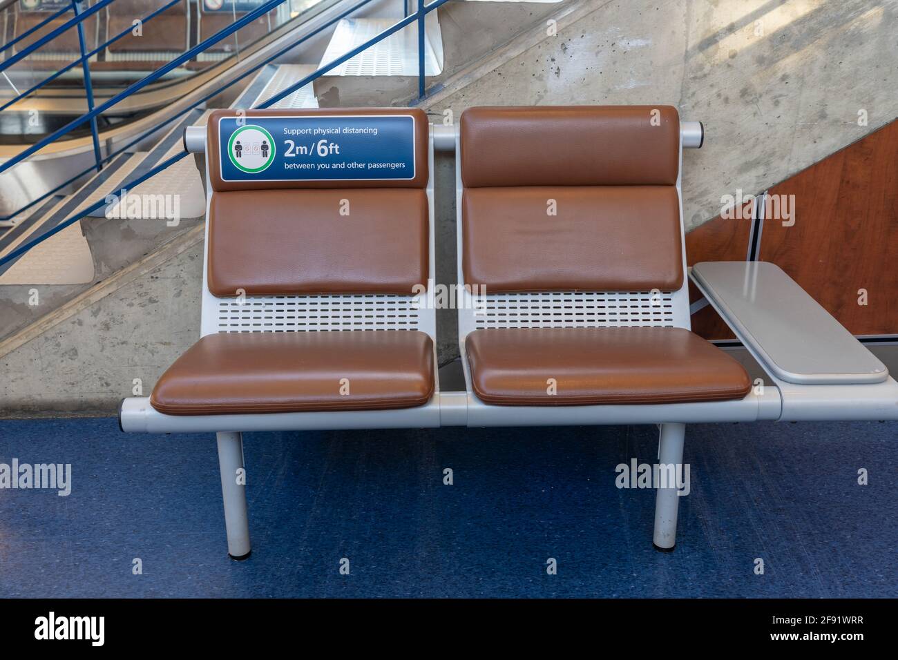 Seat of Victoria Swartz Bay Ferry Terminal during covid-19 pandemic ...