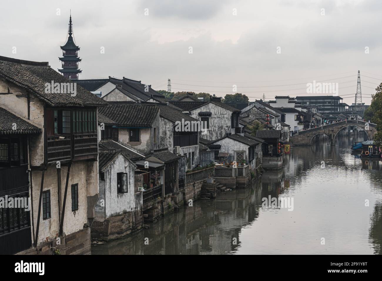 Old buildings and landscapes of Qiandeng ancient town, a water town in ...