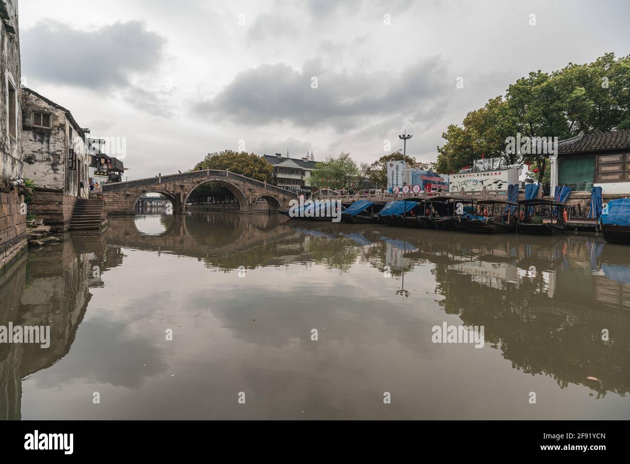 Old buildings and landscapes of Qiandeng ancient town, a water town in ...
