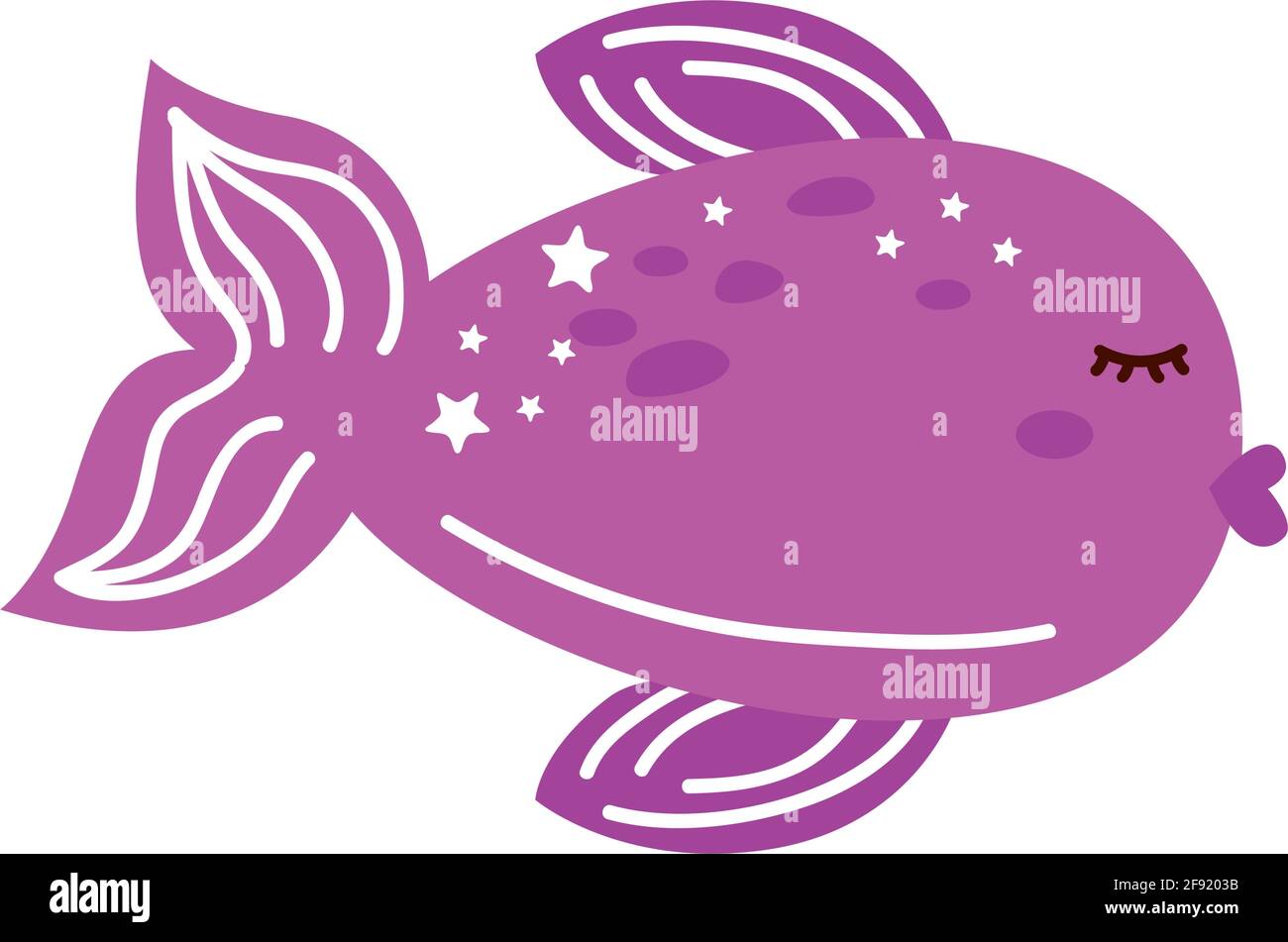 cute fish purple color character Stock Vector Image & Art - Alamy