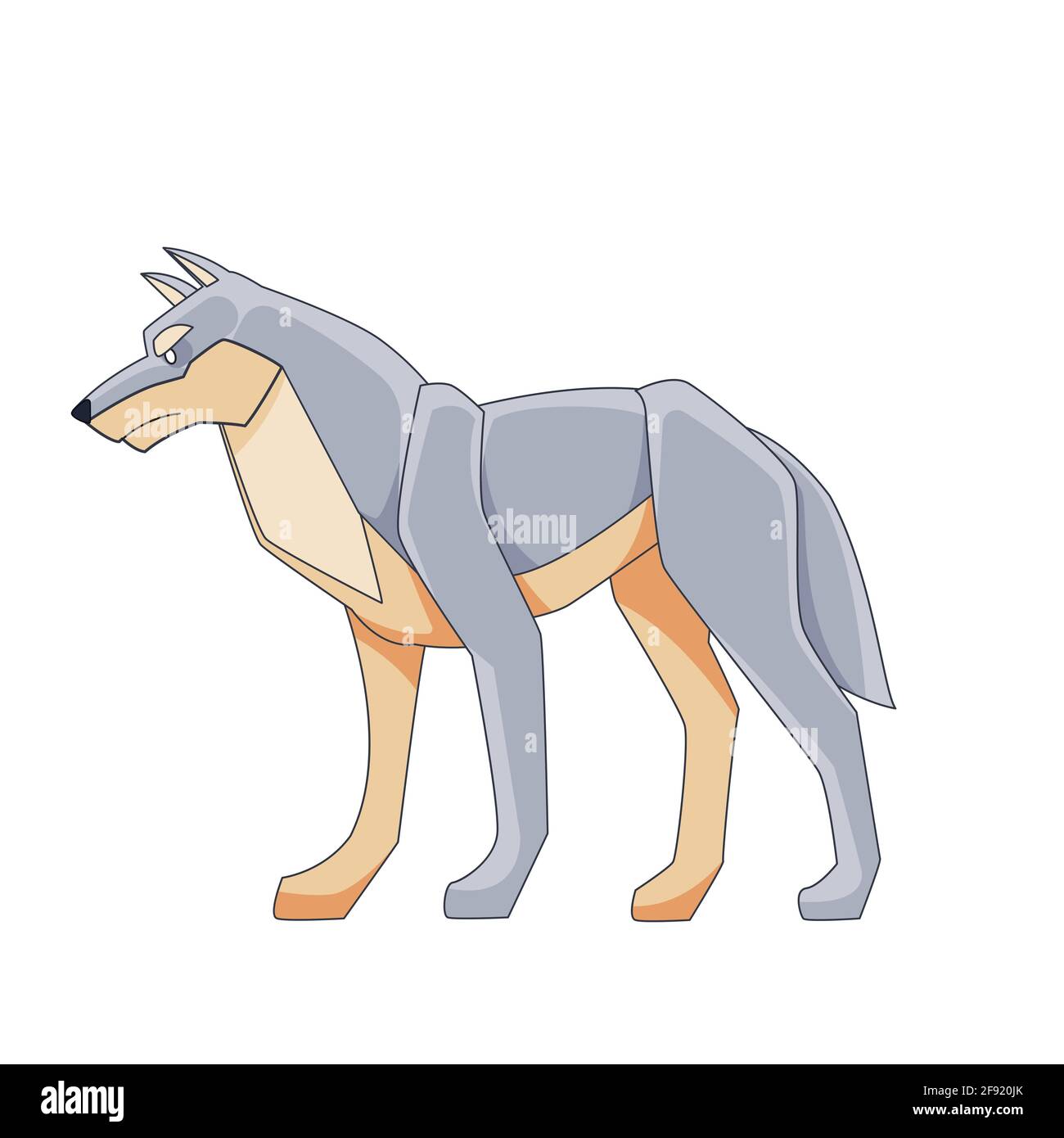 Gray wolf. Cartoon vector flat illustration isolated on a white ...