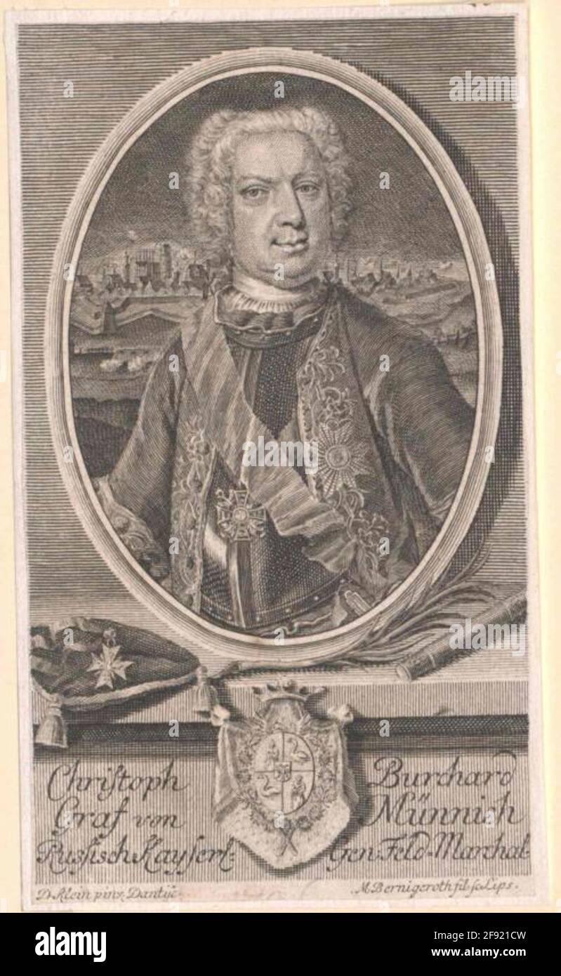 Münnich, Burkhard Christoph Graf Painter: Klein, Daniel (1672) Stecher ...