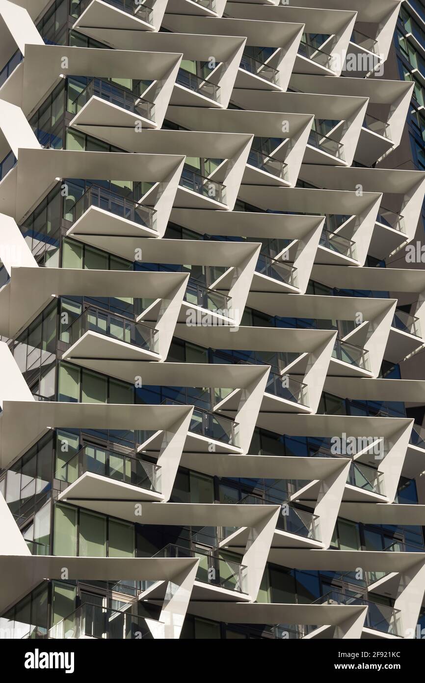 Closeup architectural detail of the new Cardero residential building on ...