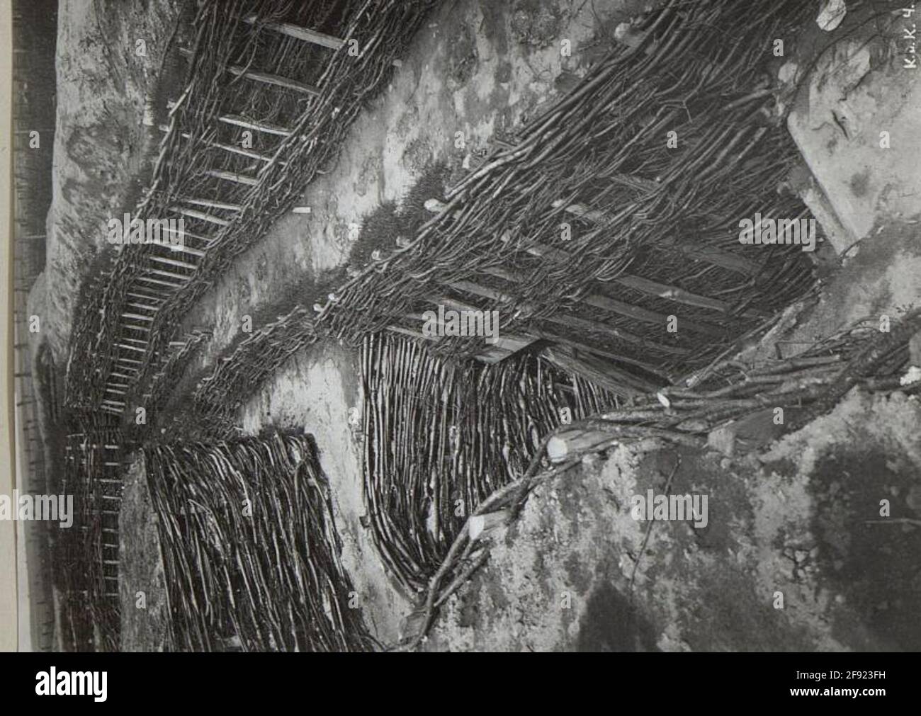 Entrance to the fox hole with observation level from backward Stock ...