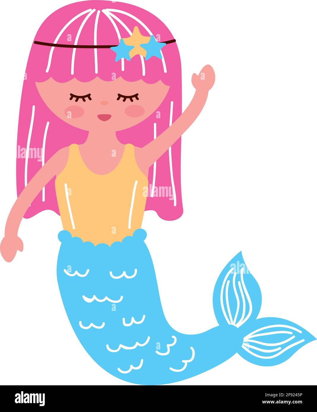 cute mermaid blue tail character Stock Vector Image & Art - Alamy