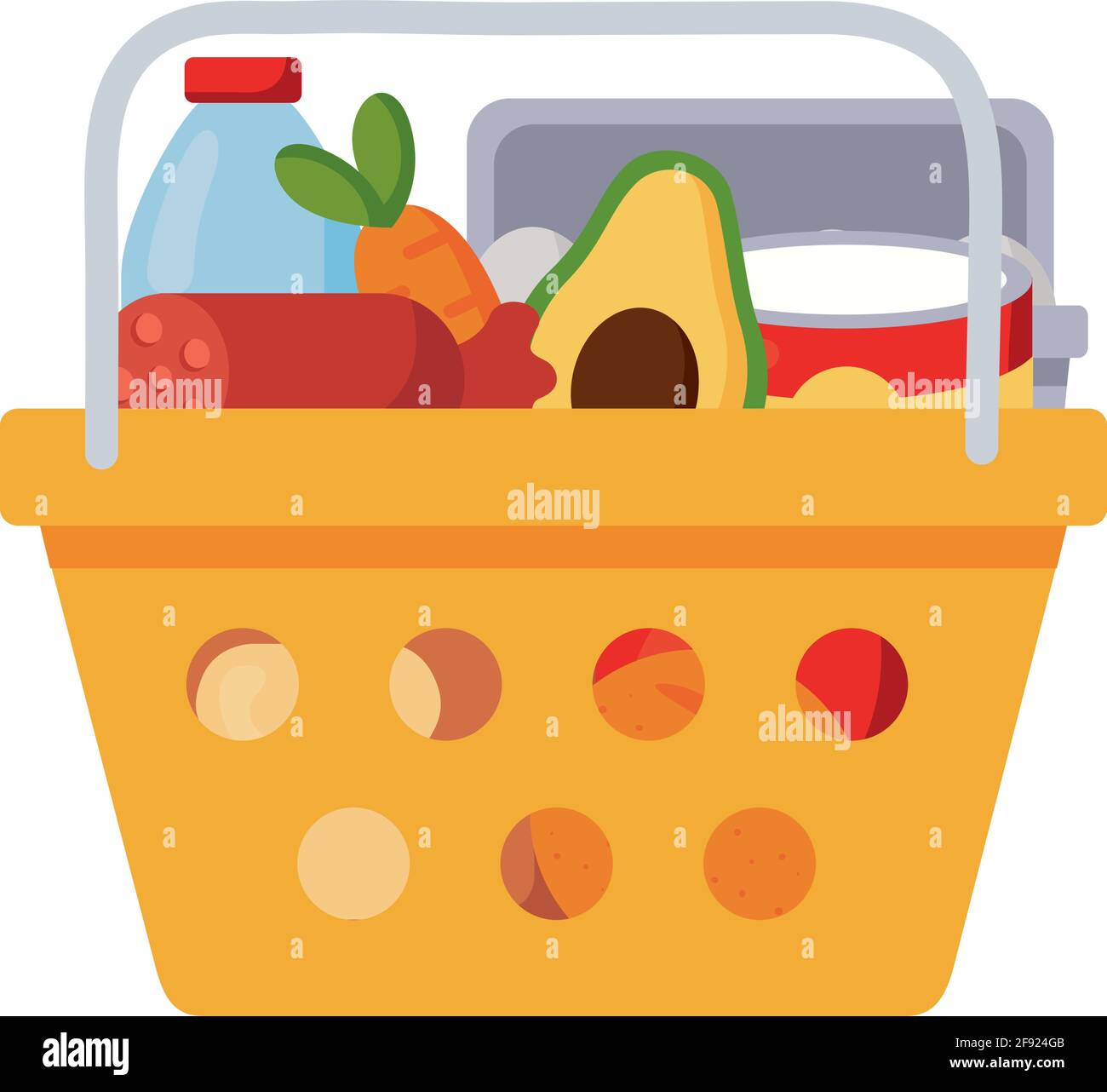 groceries in shopping basket icons Stock Vector Image & Art - Alamy