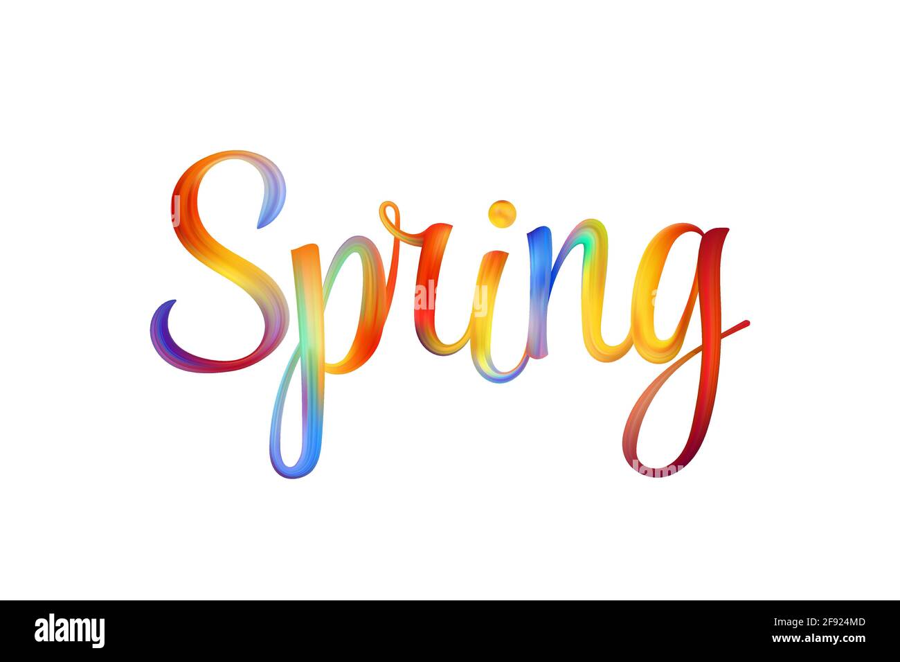 Handwritten brush stroke colorful acrylic paint lettering of Spring ...