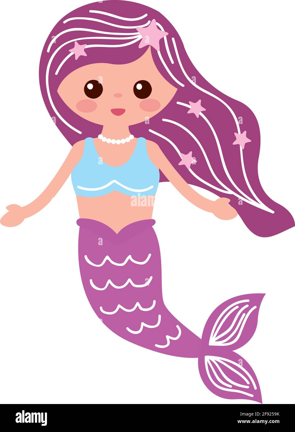 cute mermaid purple tail character Stock Vector Image & Art - Alamy