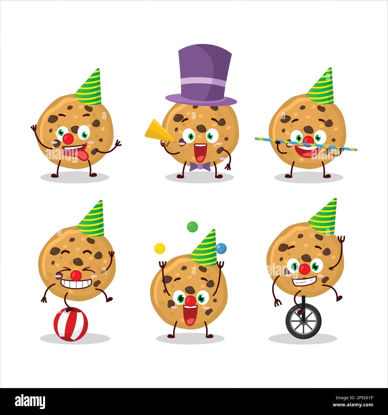 Cartoon character of biscuit with various circus shows. Vector ...