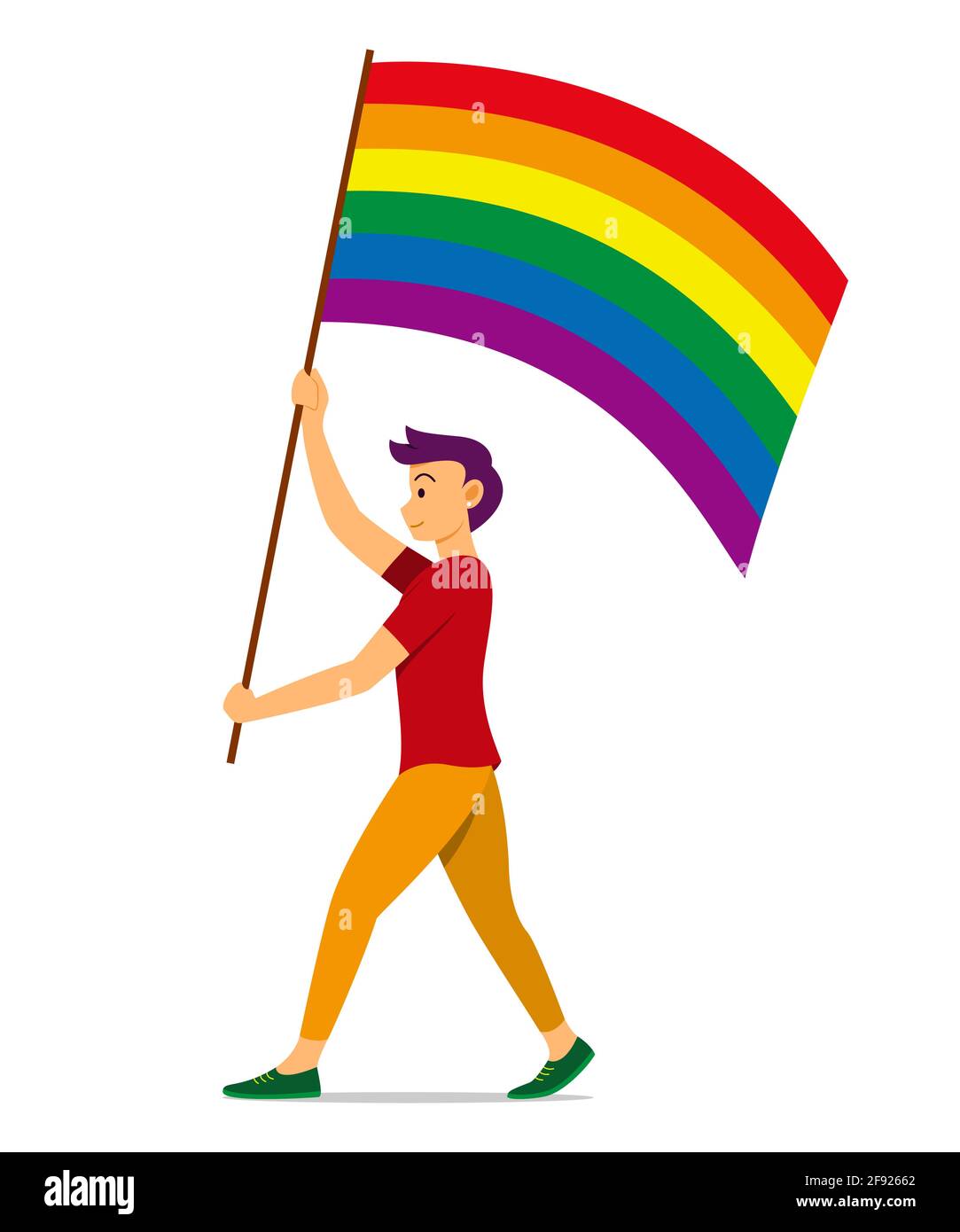 Man Hold a Rainbow Flag for the LGBT Movement Stock Vector Image & Art ...