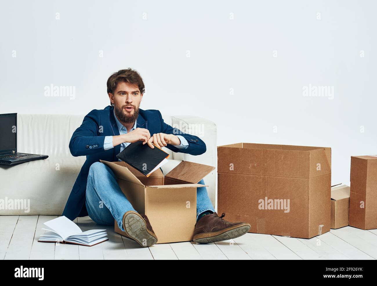 Business man boxes with things moving office lifestyle official Stock ...