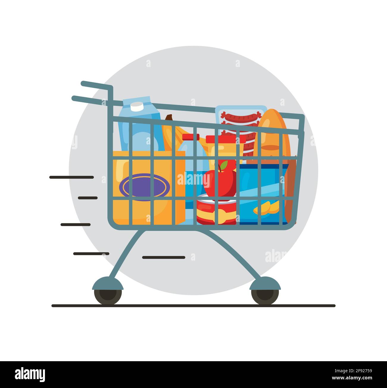 speed shopping cart with groceries icons Stock Vector Image & Art - Alamy