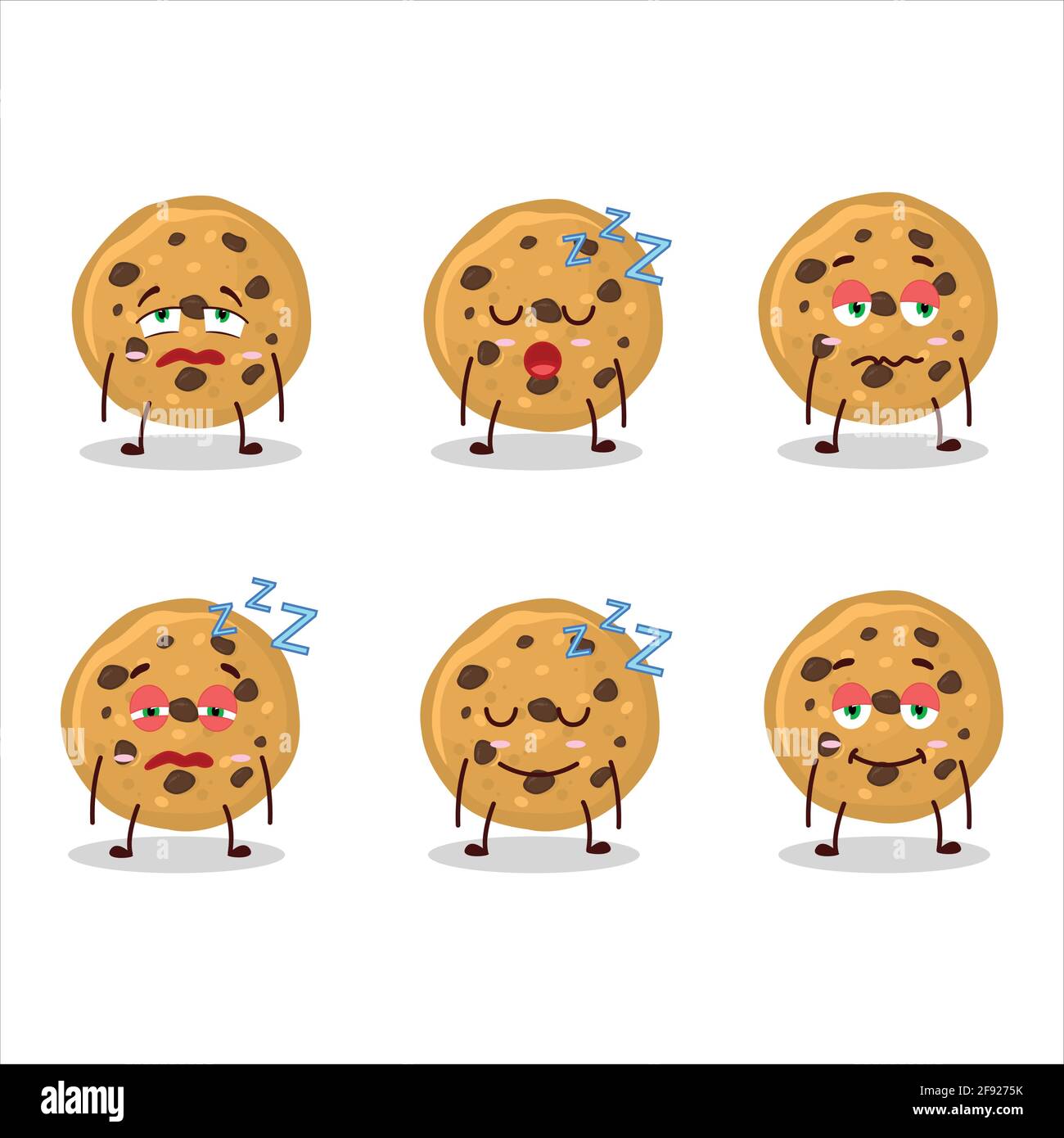 Cartoon character of biscuit with sleepy expression. Vector ...