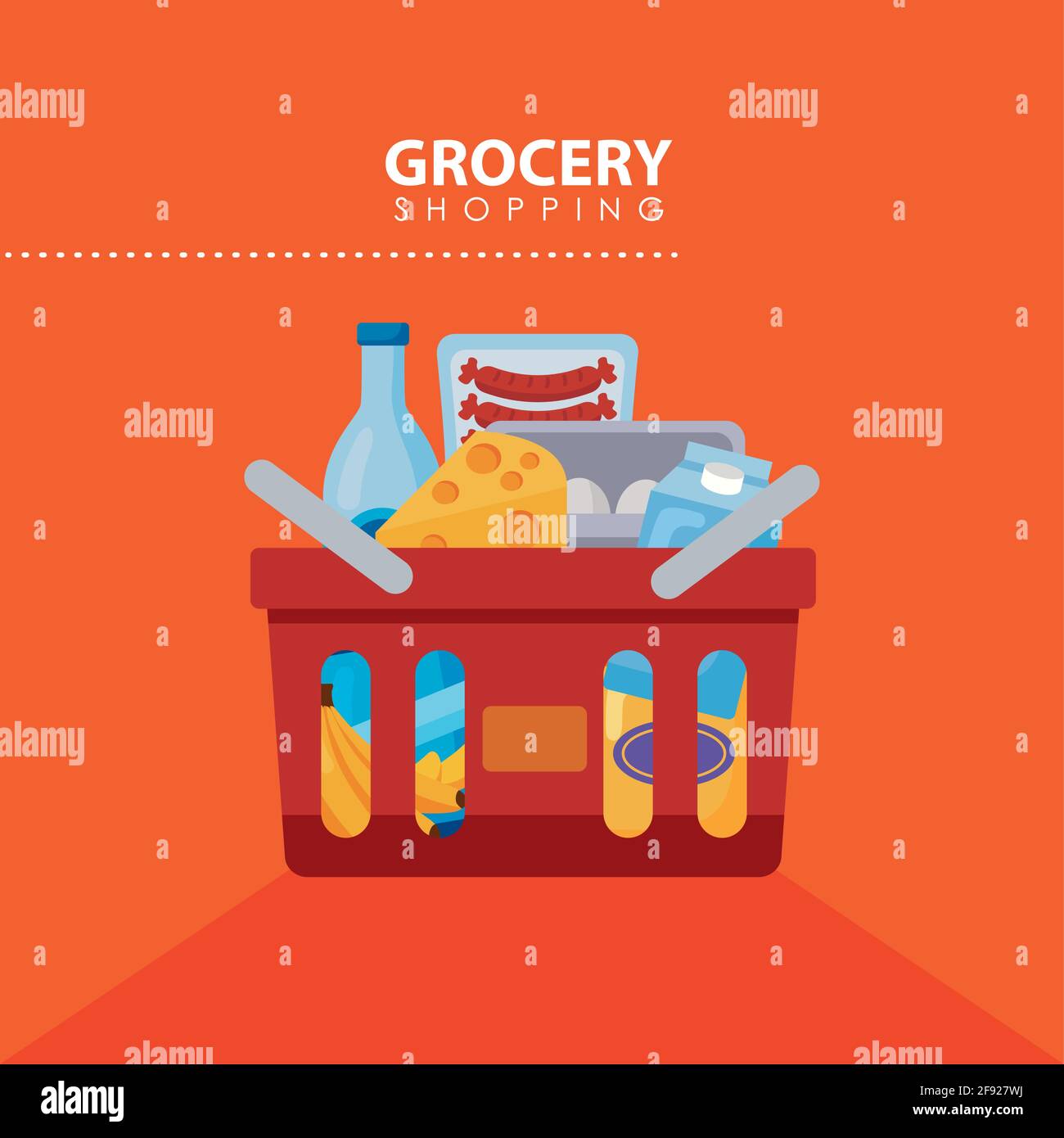 red shopping basket with groceries icons Stock Vector Image & Art - Alamy