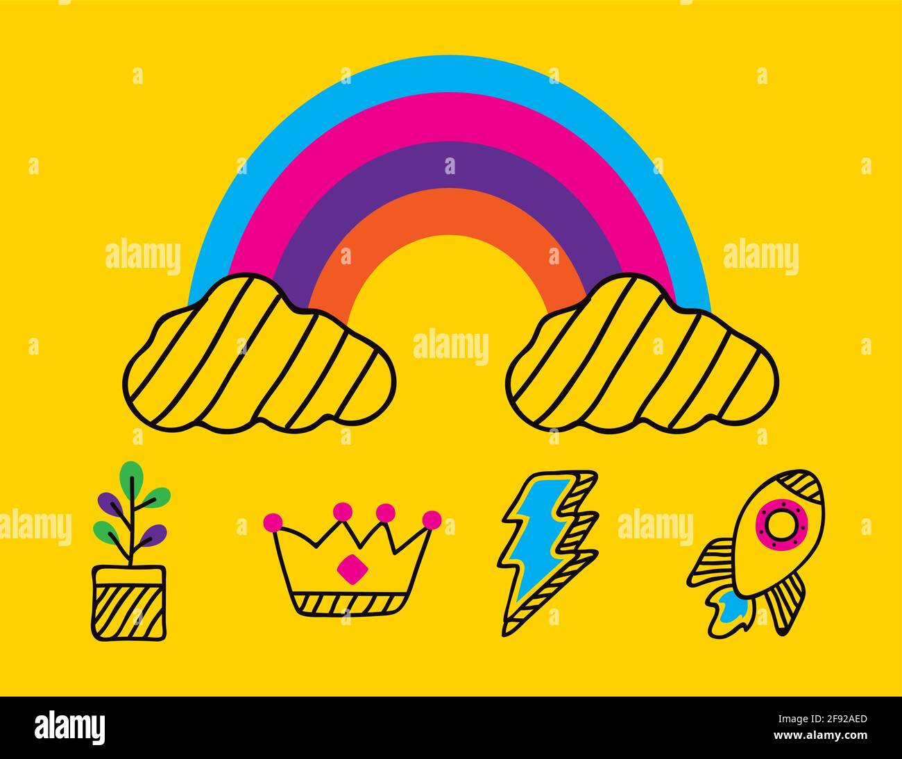five doodle style set icons Stock Vector Image & Art - Alamy