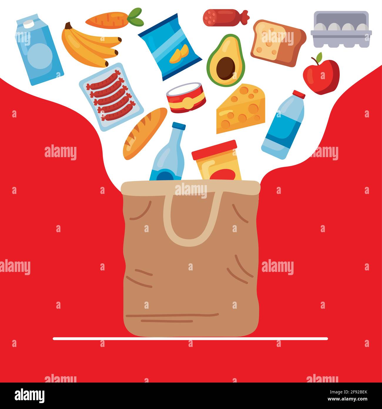 paper bag with groceries flow icons Stock Vector Image & Art - Alamy