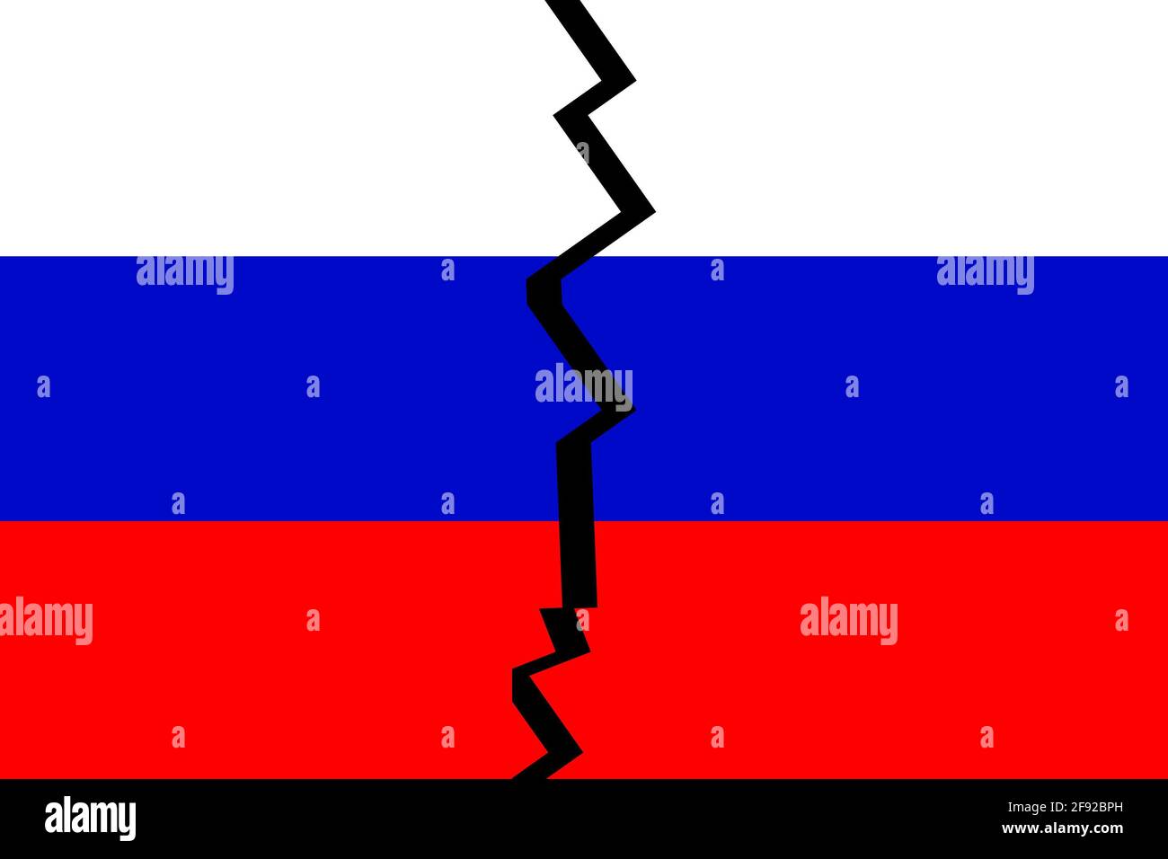 A crack in the monolith. Flag of Russia Stock Photo - Alamy