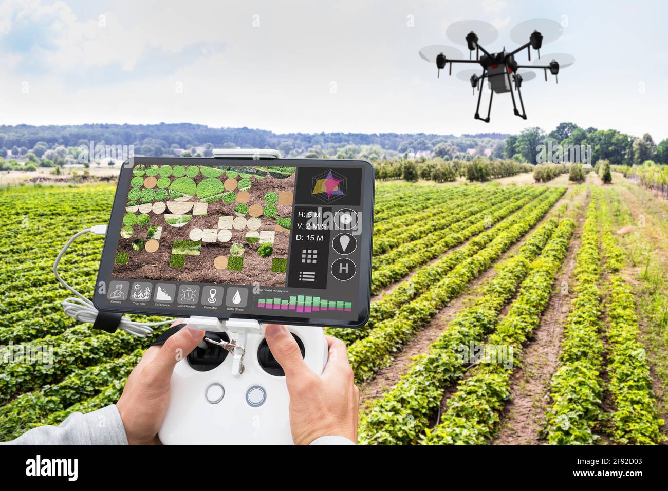 Photo Remote Futuristic Technology For Agriculture Developing Future