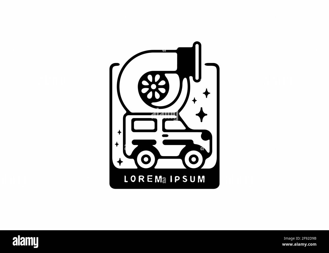 Black line art illustration of turbo on car design Stock Vector Image ...