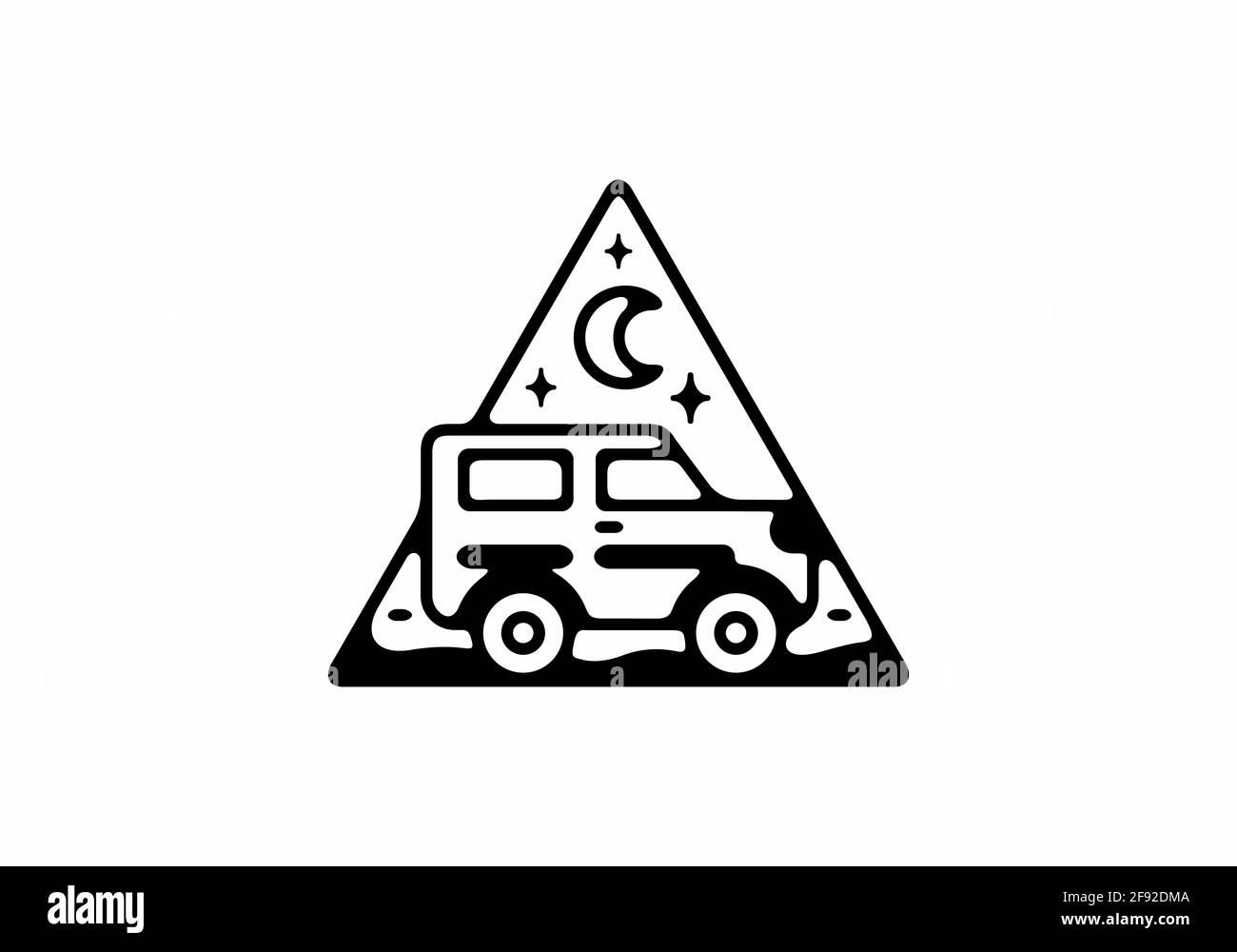 Black line art illustration of late night off road design Stock Vector ...