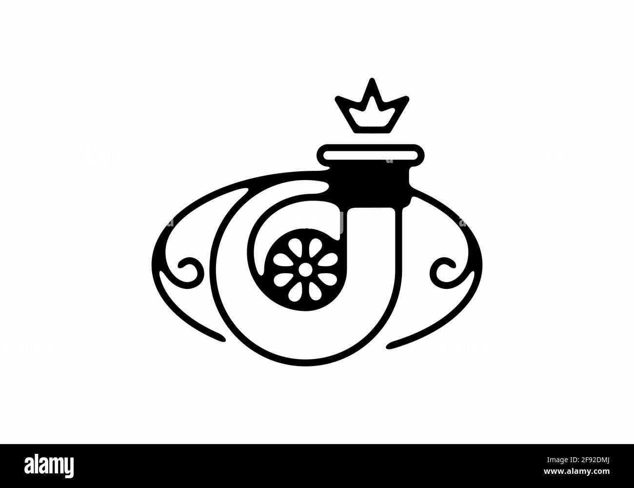 Black line art illustration of turbo car in oval shape with crown ...