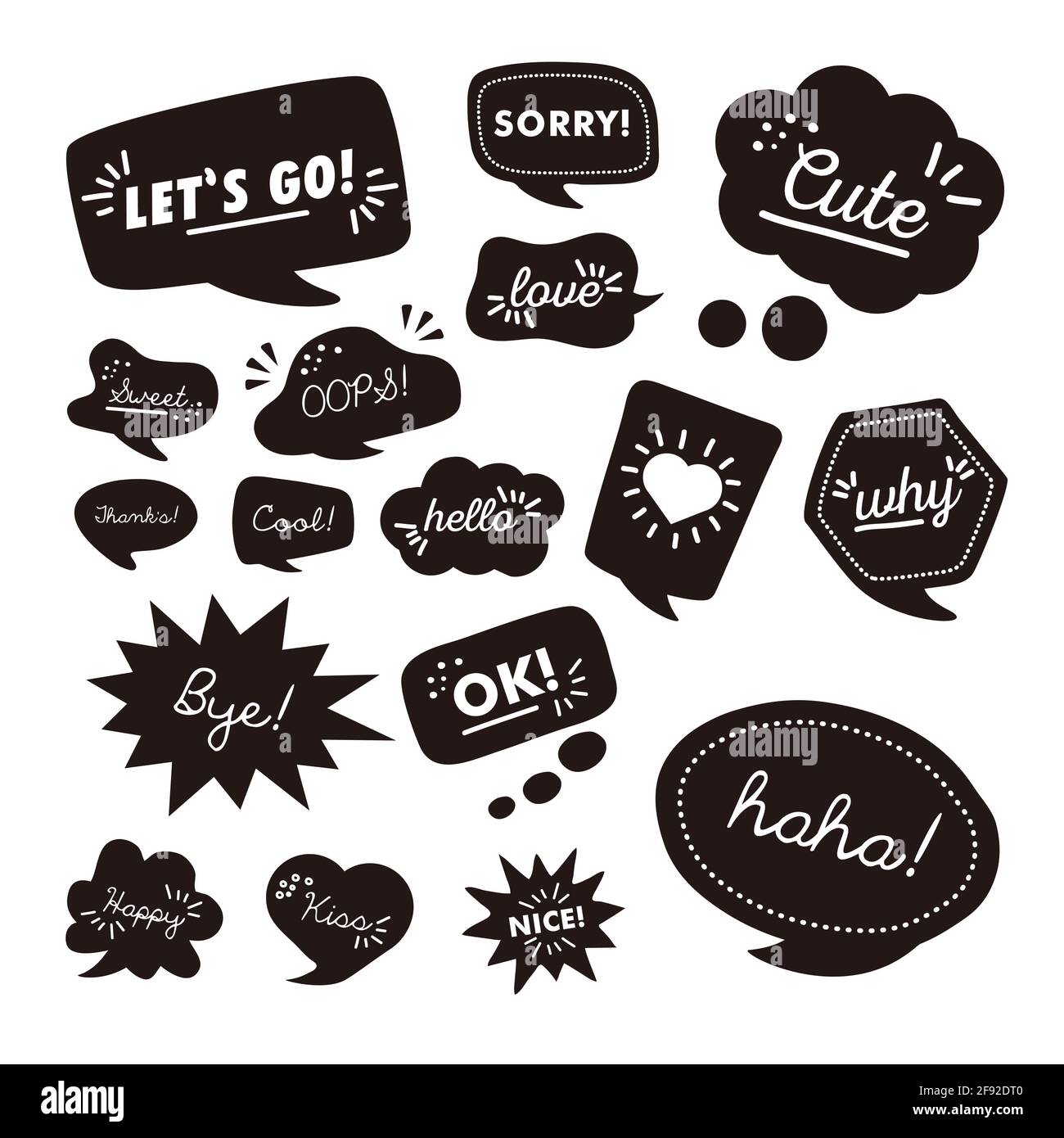 monochrome text balloons set icons Stock Vector Image & Art - Alamy
